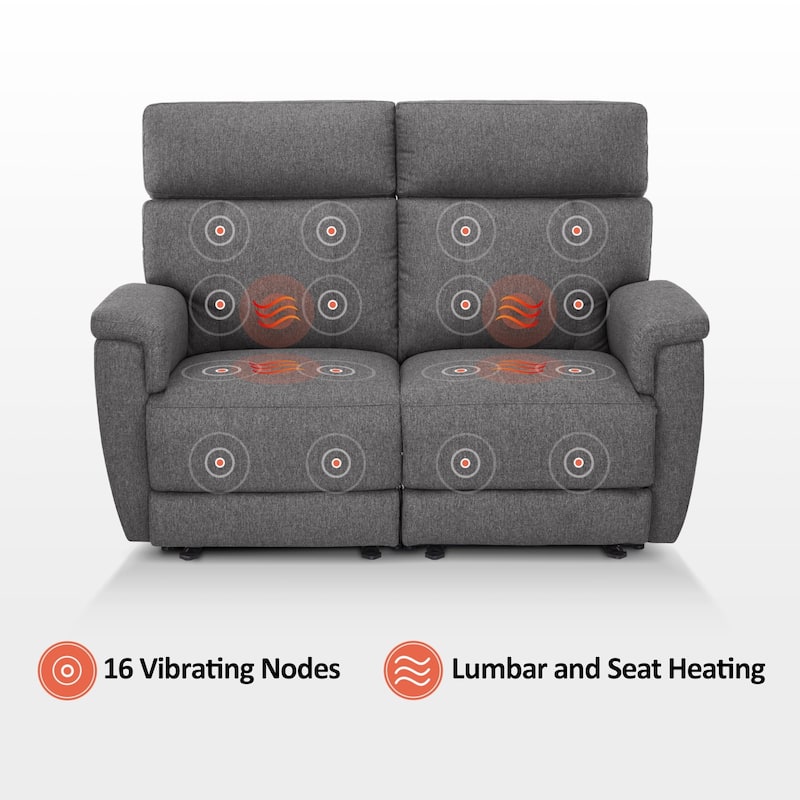 MCombo 60.2" Power Loveseat Recliner Sofa with Massage and Dual Heating ...