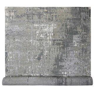 Shahbanu Rugs Taupe, Abstract with Mosaic Design Dense Weave, Wool and ...