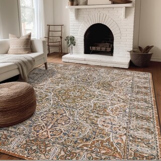 Jules + Cole Premium DuraFiber Nylon Kingfisher Distressed Rug - Bed ...