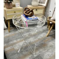Mixoy Acrylic Side Table,Modern Stable Solid Base End Table,Polished ...