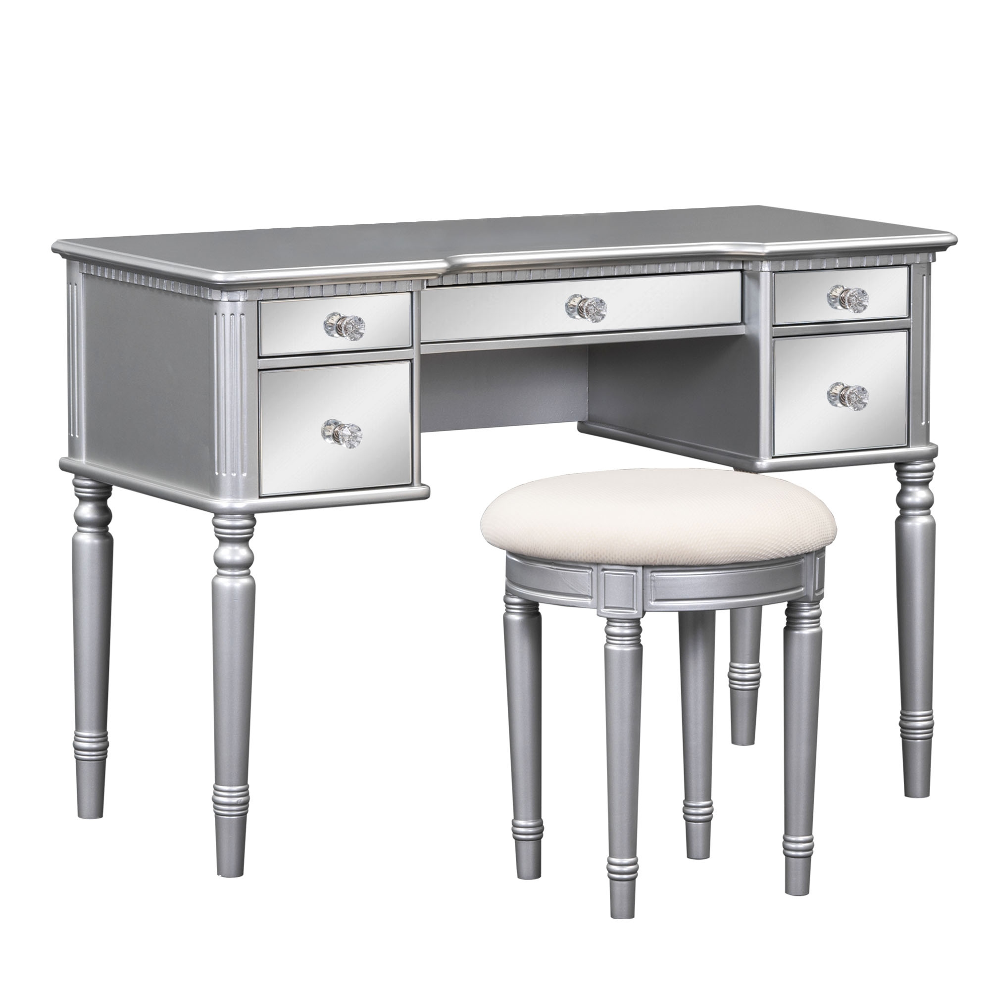 Silver dressing table with drawers store