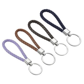 Braided Leather Keychain, 4 Pack PU Key Ring for Bag Wallet, 4 Colors ...