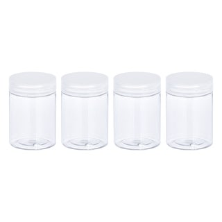 Round Plastic Jars with Transparent Screw Top Lid, 4Pcs - Bed Bath ...