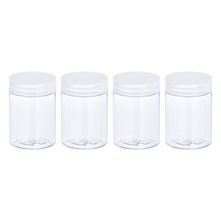 Round Plastic Jars with Transparent Screw Top Lid, 4Pcs - Bed Bath ...