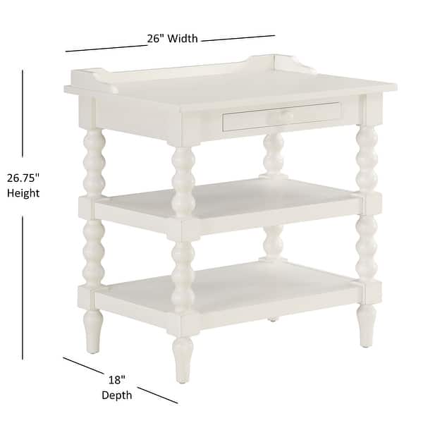 Antique White Nightstand with Spool Turned Legs and Pull-Out Tray - Bed ...