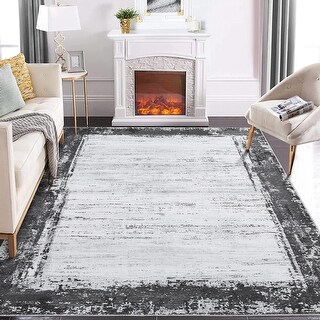 GlowSol Andes Modern Abstract Border Chenille Area Rug - Bed Bath ...