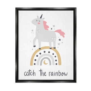 Stupell Catch The Rainbow Unicorn Framed Floater Canvas Wall Art Design by LSR Design Studio ...