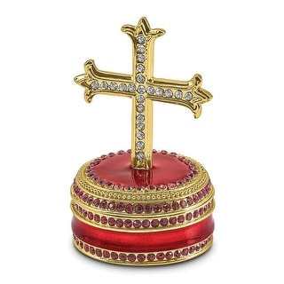 Curata Pewter Crystals Gold-Tone Enameled Reverence Cross on Round ...