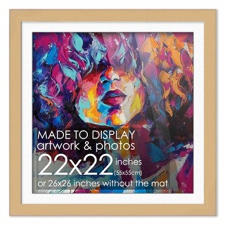 22x22 Frame Natural With White Picture Mat For 22x22 Print - Or 26x26 ...