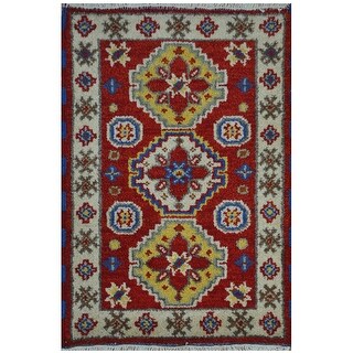 Handmade One-Of-A-Kind Tribal Kazak Wool Rug (India) - 2'x4' - Bed Bath ...