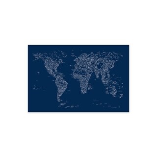 Font World Map (Blue) Print On Acrylic Glass by Michael Tompsett - Bed ...