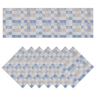 10Pcs Mosaic Tile Sticker 15x15cm Square Wallpaper Backsplash, Style 9 ...