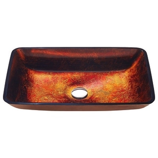 Paradiso Rectangle Glass Vessel Bathroom Sink with Celestial Bronze ...