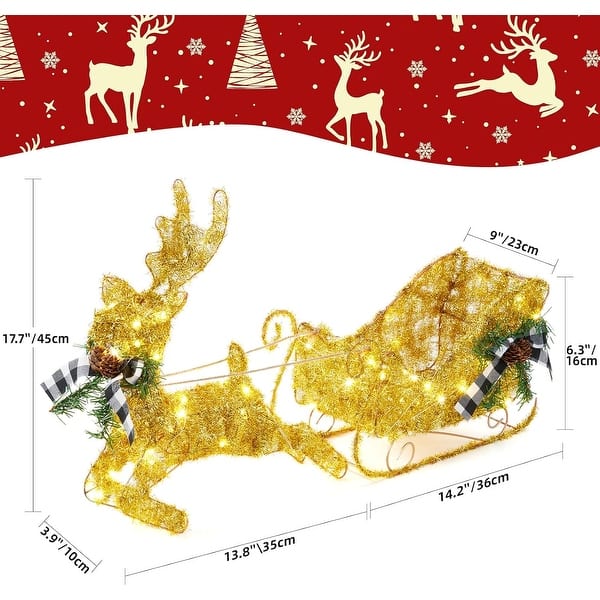 Gold Reindeer and Sleigh Set for Christmas Decorations - Bed Bath ...