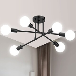 6 light sputnik ceiling light fixture black flush mount ceiling lamp ...