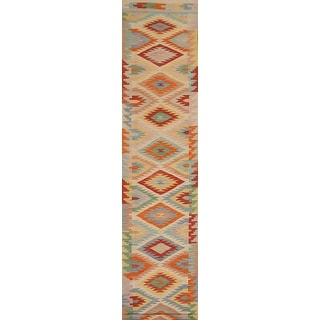 Kilim Multi-Color Geometric Runner Rug Hand-woven Oriental Wool Carpet ...