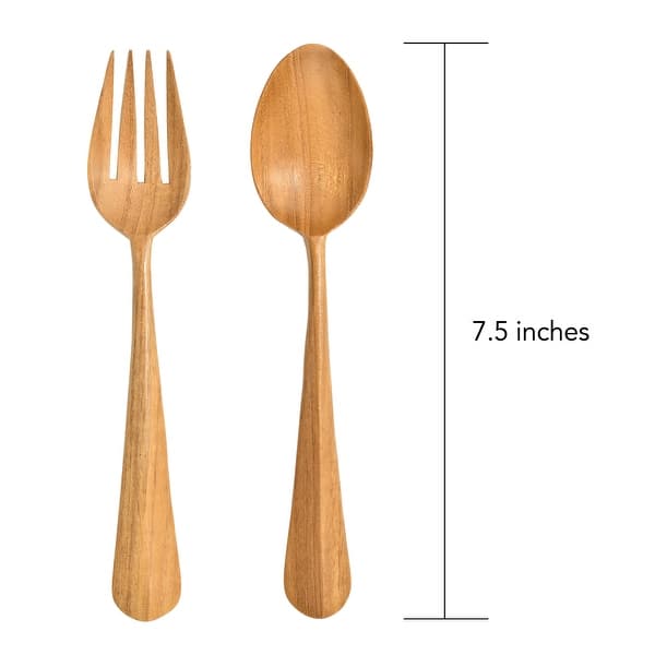 Handmade Tropical Chic Cutlery Carved Teak Wood Spoon and Fork Set ...