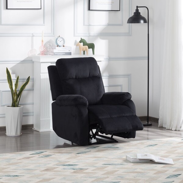 BSHTI Black Velvet Upholstered Manual Reclining Living Room Sofa On Sale Bed Bath Beyond 38210933