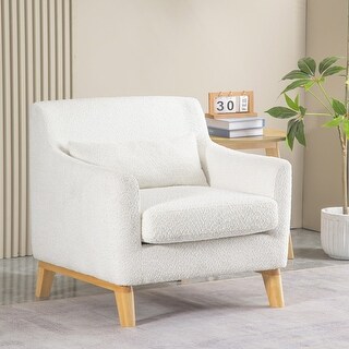Grondin Lambswool Upholstered Single Sofa Chair with Cushion and Pillow ...