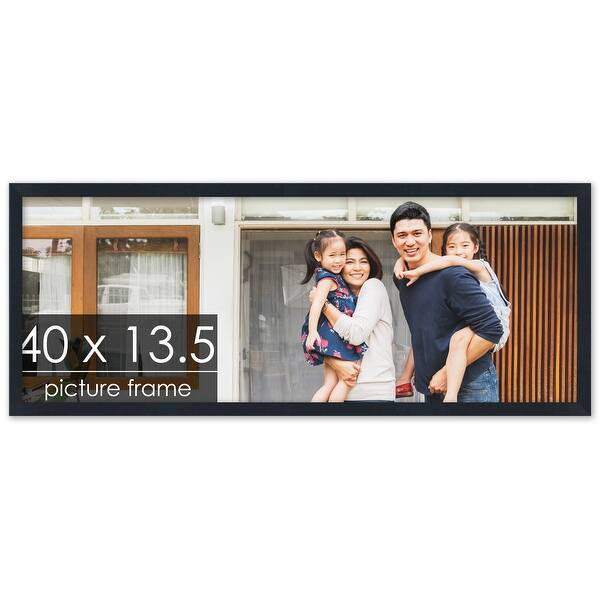 40x13.5 Contemporary Black Complete Wood Panoramic Frame with UV Acrylic, Foam Board Backing ...
