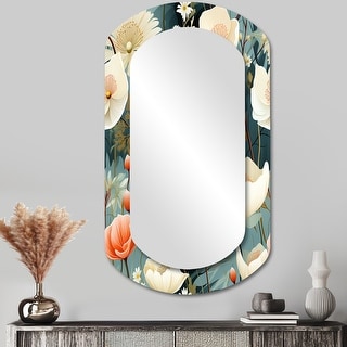 Japanese Zen Garden Botanical Pattern I - Floral Wall Mirror In Pile ...