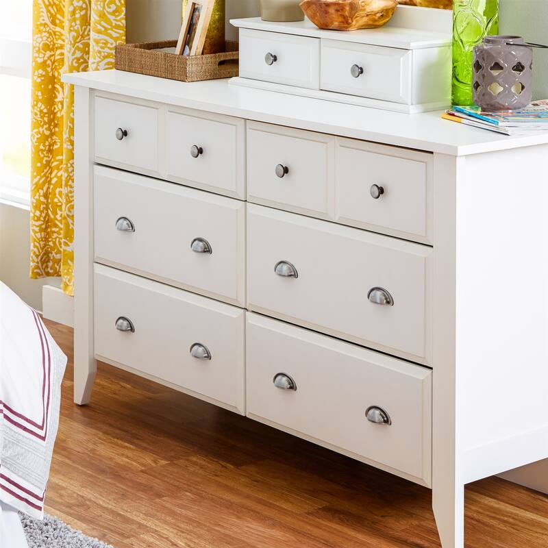 White 6-Drawer Dresser Traditional Design - Overstock - 29083734