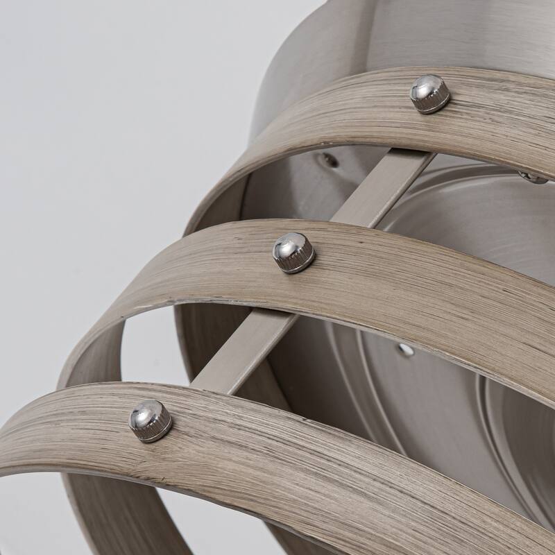 Farmhouse Brushed Nickel Retractable 3-Blades Caged Ceiling Fan with ...