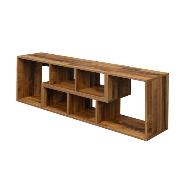 Abstract Living Room Bookcase Double L-Shaped Low Floor TV Stand with ...