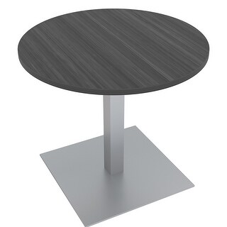 34" Small Round Table Square Metal Base Conference Room Breakroom - Bed ...
