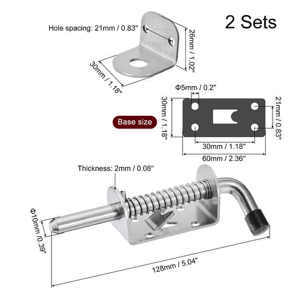 10x128mm Stainless Steel Spring Loaded Gate Latch Pin with Keeper ...