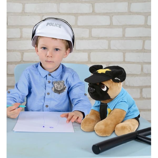 DolliBu Pug Dog Police Officer Plush Toy with Cute Cop Uniform and Cap ...