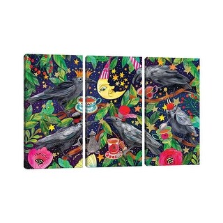 iCanvas "Mr. Crow's Tea Party" by Cynthia Frenette 3-Piece Canvas Wall ...