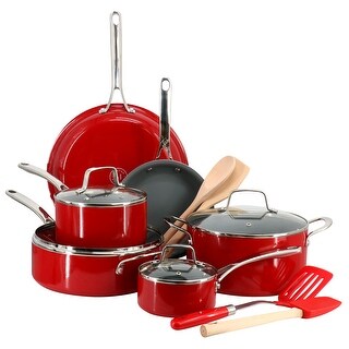 Martha Stewart 14 Piece Ceramic Nonstick Aluminum Cookware and Utensil ...
