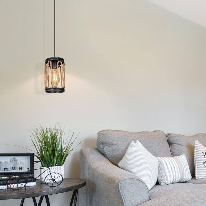Farmhouse 1-Light Cylinder Pendant Lights for Kitchen Island - D5.5" x ...
