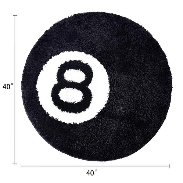 8 Ball Rug Black Round Carpet Billiard Pool - Bed Bath & Beyond - 42977996