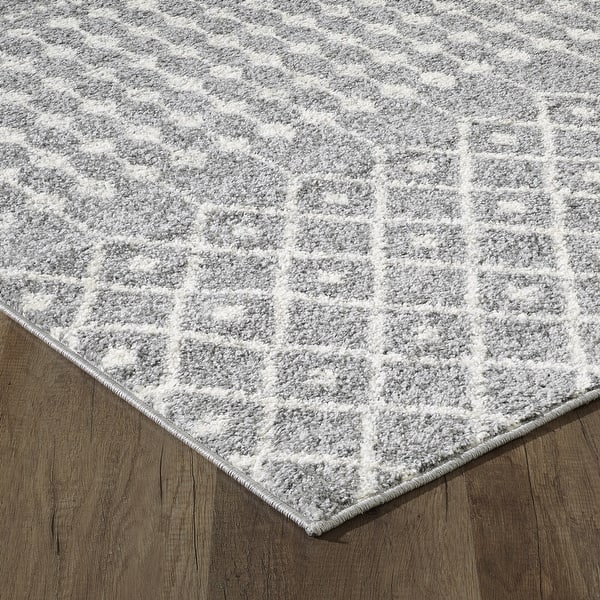 Totti Grid Gray/Cream 5x7 Geometric Rug - 5' X 7' Rectangular - 5' X 7 ...