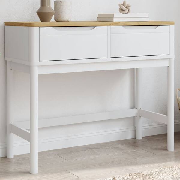 vidaXL Console Table FLORO 35.2"x14.4"x28.7" Solid Wood Pine - Bed Bath ...