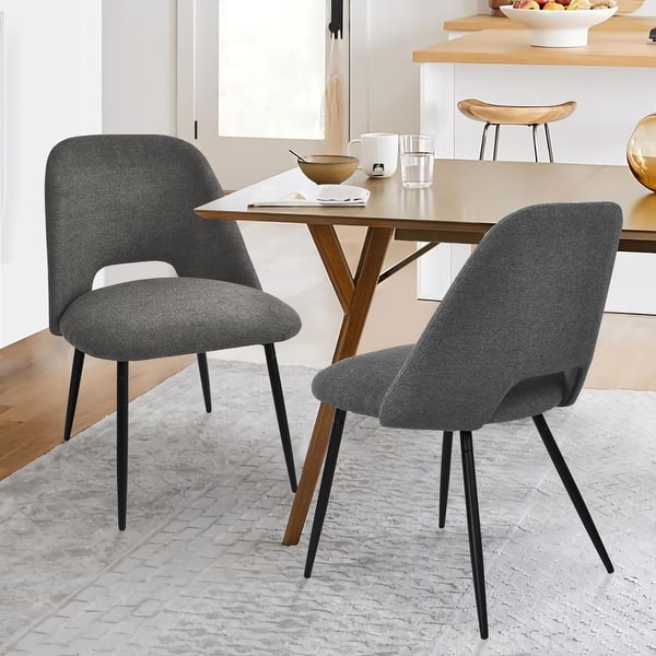 Upholstered Modern Dining Chair Cutout Back Kitchen Chairs(Set of 2 ...