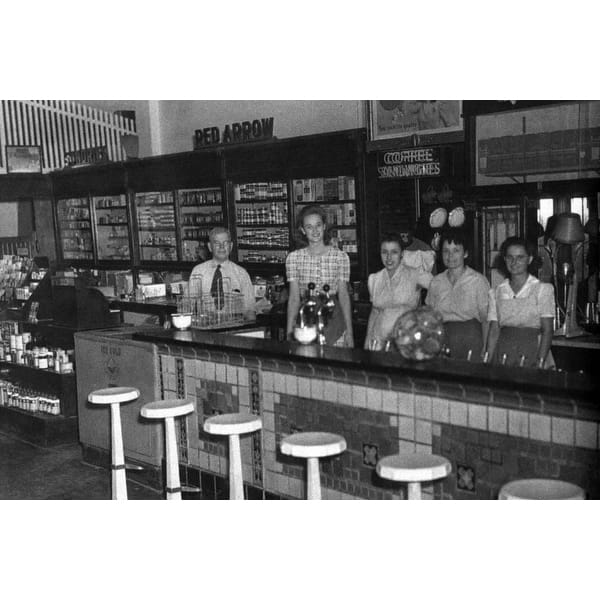 Drugstore soda fountain Black and White Gallery Wrapped Canvas - Bed ...