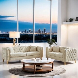 Elegant Chenille Pull Buckle Design Sofa for Living Room, Buttons ...