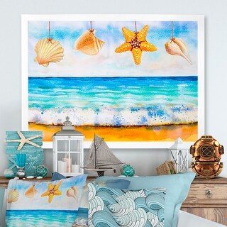 Designart "Colorful Painting Of Coastal Seashell" Nautical & Coastal ...