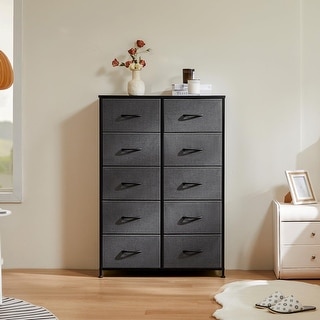 10-Drawer Chest of Drawers for Bedroom, Tall Chest Organizer Tower ...