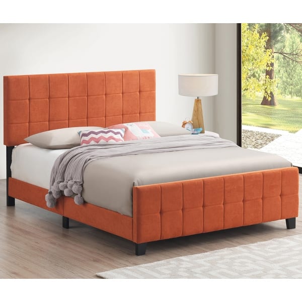 Modern Elegant Design Orange Upholstered Bed - Bed Bath & Beyond - 34134013