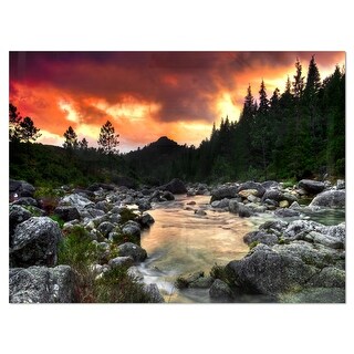 Rocky Mountain River at Sunset - Extra Large Glossy Metal Wall Art ...
