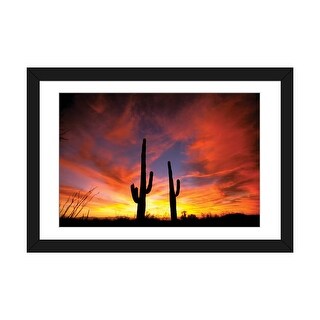 iCanvas "A Pair Of Saguaro Cacti At Sunset, Sonoran Desert, Arizona ...