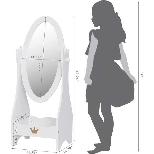 UTEX Kids Full Length Mirror, Wooden Dressing Mirror with Adjustable ...