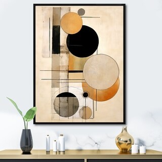 Designart "Cubism Beige And Pink Synergy" Abstract Framed Wall Decor ...