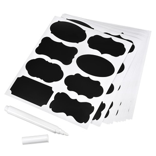 Chalkboard Labels Blackboard Stickers 87x50mm Reusable W Chalk Marker ...