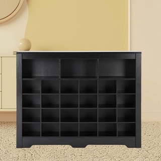 Freestanding 24-Shoe Cubby Storage Cabinet with Curved Base, Ideal for ...