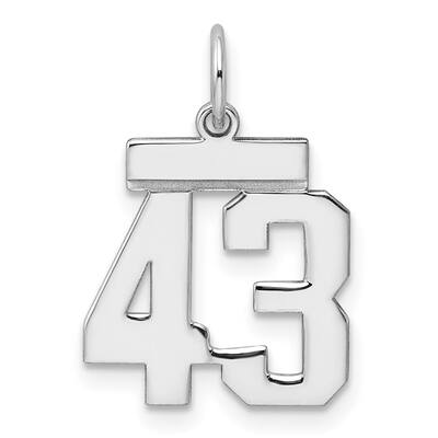 Sterling Silver Small Polished Number 43 Pendant - Overstock - 33479547